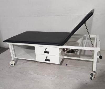 China Adjustable Medical Exam Bed 1800x800x550mm with 2 Drawers and Waste Basin for sale
