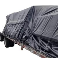 China Flame Retarding PVC Tarpaulin Fabric 24 Ft X 27 Ft 8 Ft Flap Black 18 Oz Vinyl Coated Lumber Tarps for sale