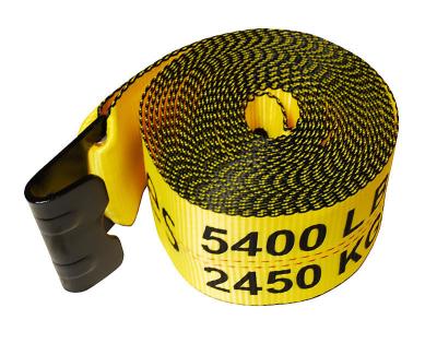 China Custom 4 Inch Flatbed Trailer Winch Strap With Flat Hook Tie Down Strap for sale