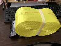 China Custom 4 Inch Flatbed Trailer Winch Strap With Flat Hook Tie Down Strap for sale