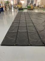China Black PVC Tarpaulin Fabric 14oz 16x27 4x8ft Lumber Tarps For Flatbed Truck for sale