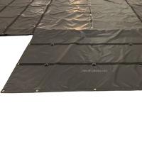 China Black PVC Tarpaulin Fabric 14oz 16x27 4x8ft Lumber Tarps For Flatbed Truck for sale