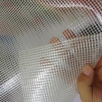 China Clear PVC Mesh Fabric Tarpaulin Clear White Transparent Fabric for sale