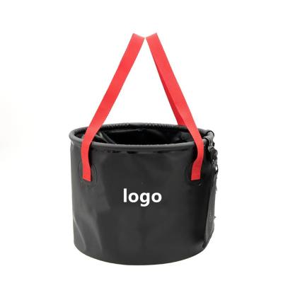 China 500d PVC Coated Fabric 20L Outdoor Camping Fishing Folding Bucket Car Cleaning Bucket for sale