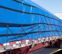 China Customized PVC Coated Fabric For Flatbed Blue Steel Tarps for sale