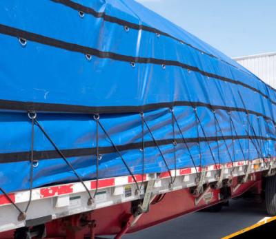 China Customized PVC Coated Fabric For Flatbed Blue Steel Tarps for sale