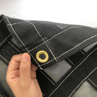 China 10oz Black Breathable Ventilation 1000D*1000D PVC Mesh Tarp Fabric For Truck for sale