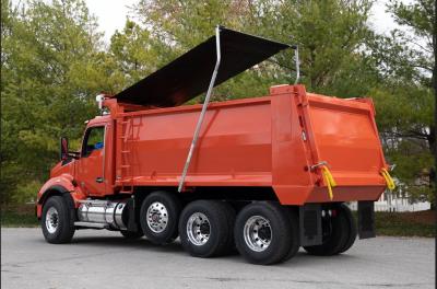 China Heavy-duty trailer  garbage truck tarpaulin mesh fabric with pockets eyelets for sale