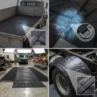 China 16'x27' Flatbed Truck Tarp 4' Drop 18oz PVC Coated Vinyl Tarpaulin Waterproof for Flatbed Trailer Cargo Protection for sale
