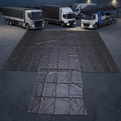 China 16'x27' Flatbed Truck Tarp 4' Drop 18oz PVC Coated Vinyl Tarpaulin Waterproof for Flatbed Trailer Cargo Protection for sale