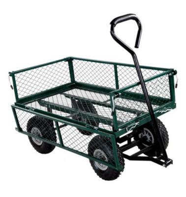 China Iron Heavy Duty Foldable Mesh Garden Cart Tool Steel Wagon with Four-wheel Capacity for sale