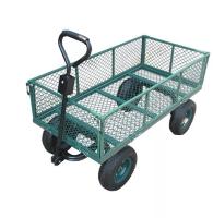 China Four-Wheel Mesh Platform Steel Dump Truck Trolley for Garden Tools 500LBS Capacity for sale