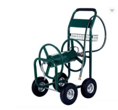 China Portable Four-wheel Industrial Metal Garden Water Hose Reel Cart with Stainless Steel for sale