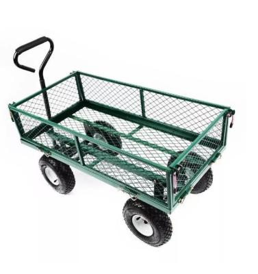 China 660 Lbs Heavy Duty Utility Steel Mesh Yard Garden Cart Wagon for Qingdao Port Loading for sale