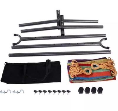 China Outdoor Lightweight Double Cotton Hammock with Steel Stand 200kg Weight Capacity for sale