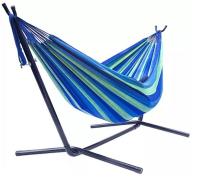 China Outdoor Lightweight Double Cotton Hammock with Steel Stand 200kg Weight Capacity for sale