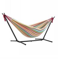 China Outdoor Lightweight Double Cotton Hammock with Steel Stand 200kg Weight Capacity for sale