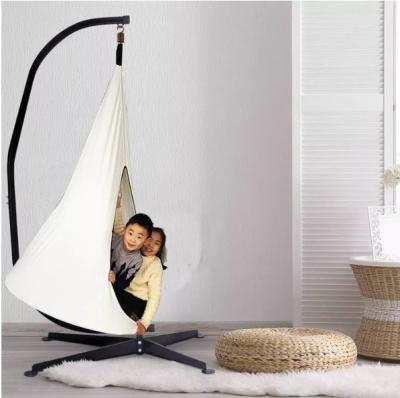 China 300LBS Portable Steel Stand Double Canvas Stripe Hammock for Outdoor Indoor Lounging for sale