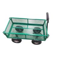 China Multi-functional Four-wheel Steel Garden Cart with Removable Sides for sale