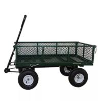 China Dimension L x W x H 86*46*85 Multi Purpose Steel Mesh Utility Garden Tools Cart Green for sale