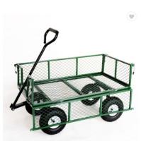 China Dimension L x W x H 86*46*85 Multi Purpose Steel Mesh Utility Garden Tools Cart Green for sale
