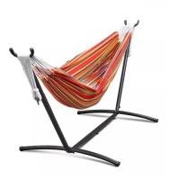 China Adjustable Outdoor Folding Hammock Cotton Canvas Folding Stand Hammock for sale