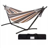 China Adjustable Outdoor Folding Hammock Cotton Canvas Folding Stand Hammock for sale