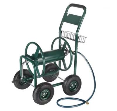 China Green Metal Garden Watering Hose Wagon with 500KGS Weight Capacity and Tool Cart for sale