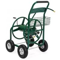 China Customized Stainless Steel Four Wheels Garden Hose Reel Cart for Long Range Irrigation for sale