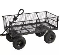 China Practical Steel Mesh Garden Cart Wagon Trolley for Outdoor Tools and Plants Transport for sale