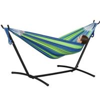 China Double Cotton Hammock with Heavy-Duty Portable Stainless Steel Frame Stand Y Mail Packing for sale