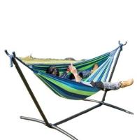 China Double Cotton Hammock with Heavy-Duty Portable Stainless Steel Frame Stand Y Mail Packing for sale