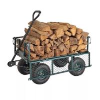 China Four-wheel and Green Mesh Structure Garden Cart for All Your Gardening Needs for sale
