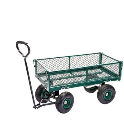 China Practical Folding Mesh Sides Trolley Garden Tool Cart Heavy Duty Steel for Transport for sale