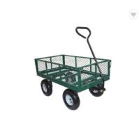 China Practical Folding Mesh Sides Trolley Garden Tool Cart Heavy Duty Steel for Transport for sale