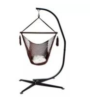 China Hotel Outdoor Activity Hanging Rope Stripe Padded Sofa Hammock Chair With Swing Stand for sale
