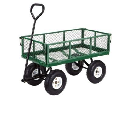 China Easy Removal Advantage Heavy Duty Steel Garden Cart with Four Wheels and Mesh Wire Spoke for sale