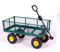 China Effortless Garden Transport with 500LBS Capacity Steel Mesh Deck Flower Trolley for sale