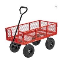 China Mesh Sides Steel Heavy Duty Yard Wagon Convenient For Industrial And Shopping for sale