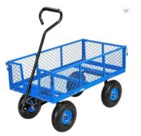 China Mesh Sides Steel Heavy Duty Yard Wagon Convenient For Industrial And Shopping for sale