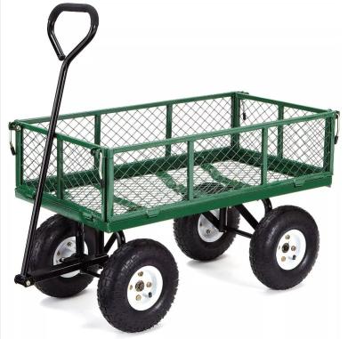 China Outdoor Steel Heavy Duty Garden Wagon Transport Efficiency With Non Slip Wheels for sale