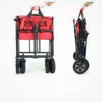 China Outdoor Camping Folding Trolley Trailer with Four Wheels Green Multi-function Tool Cart for sale