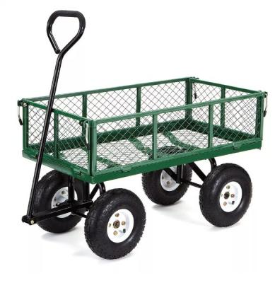 China Steel Mesh Structure 500LBS Capacity Garden Wagon Cart Trolley for Farming Tasks for sale