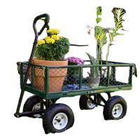 China Multi-functional Four-wheel Steel Garden Cart with Removable Sides for sale