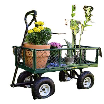 China Multi-functional Four-wheel Steel Garden Cart with Removable Sides for sale