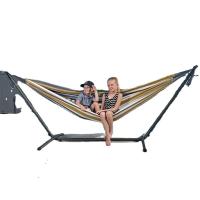 China Modern Design Style Double Hammock With Stand and Storage Bag for Backyard Relaxation for sale
