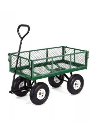 China Convenient 500LBS Green Steel Mesh Garden Cart Trolley Beach Wagon for sale