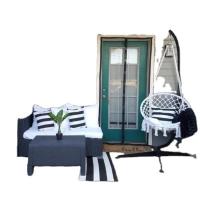 China Modern Macrame Swing Hammock Chair with Durable Hanging Kits and C Shape Swing Stand Weight Capacity 260KGS for sale