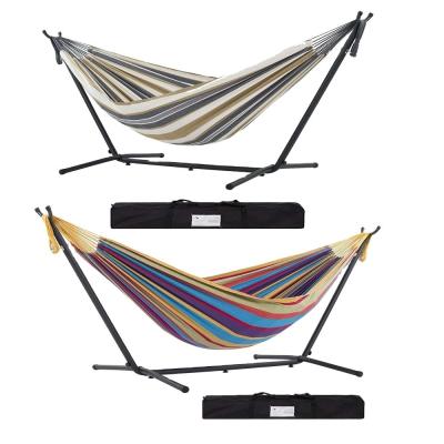 China Modern Design Style Double Hammock With Stand and Storage Bag for Backyard Relaxation for sale