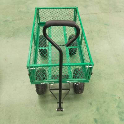 China Qingdao Port Loading 500KGS Iron Foldable Heavy Duty Steel Cargo Mesh Wagon for Garden for sale